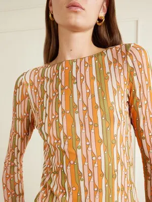 La DoubleJ Slinky Swing Printed Midi Dress - Pink