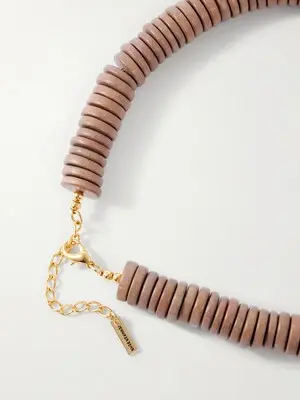 JENNIFER BEHR Madeira Gold-tone, Wood, Shell, And Pearl Necklace - Brown