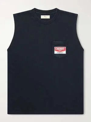 CHERRY LOS ANGELES Logo-printed Distressed Cotton-jersey Tank Top - Black