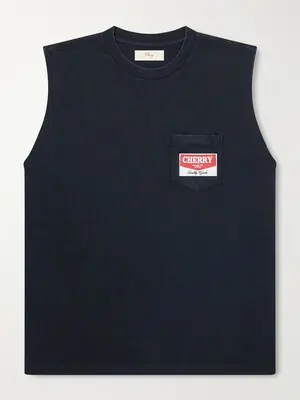 CHERRY LOS ANGELES Logo-printed Distressed Cotton-jersey Tank Top