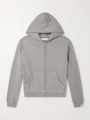 CHERRY LOS ANGELES Distressed Cotton-fleece Zip-up Hoodies - Gray