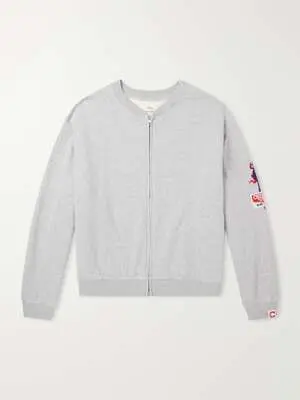 CHERRY LOS ANGELES Logo-embroidered Cotton-jersey Zip-up Sweatshirt - Gray