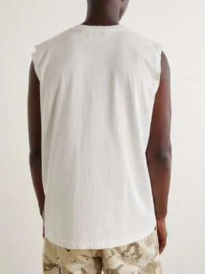 CHERRY LOS ANGELES Logo-printed Distressed Cotton-jersey Tank Top