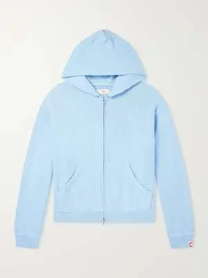 CHERRY LOS ANGELES Distressed Cotton-fleece Zip-up Hoodies - Blue