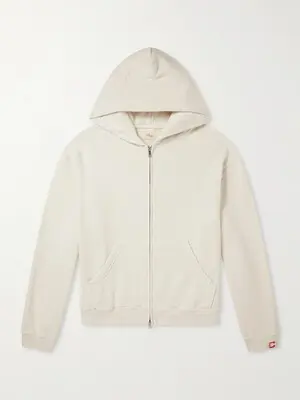 CHERRY LOS ANGELES Distressed Cotton-fleece Zip-up Hoodie