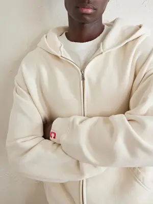 CHERRY LOS ANGELES Distressed Cotton-fleece Zip-up Hoodie