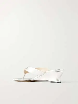 Le Monde Beryl Metallic Leather Wedge Sandals