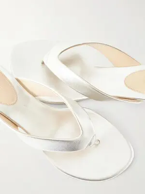 Le Monde Beryl Metallic Leather Wedge Sandals - Silver