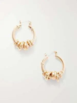 LAURA LOMBARDI Radda -toned Bead-embellished Hoop Earrings - Gold
