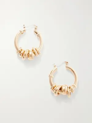 LAURA LOMBARDI Toned Bead Embellished Hoop Earrings - Gold
