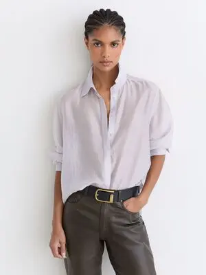 REISS Iyla Leather Half-keeper Belt - Navy