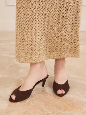 JUDE Cave 65 Suede Peep-toe Mules