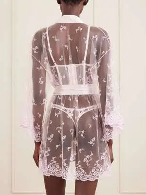 Kiki De Montparnasse Juliette Laced Silk Robe