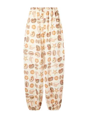 Farm Rio Printed Cotton Balloon Pants - Neutrals