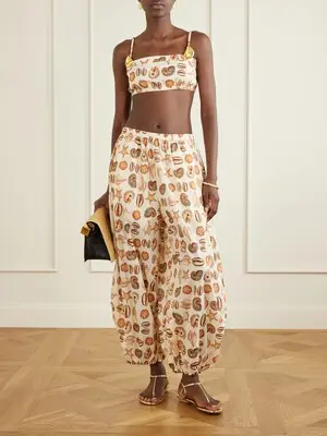 Farm Rio Printed Cotton Balloon Pants - Neutrals