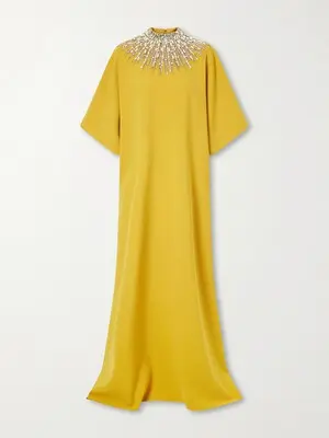 Jenny Packham Dessert Blossom Crystal-embellished Crepe Gown