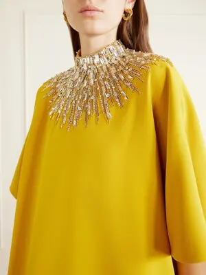 Jenny Packham Dessert Blossom Crystal-embellished Crepe Gown