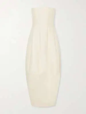 Khaite Stela Wool And Silk-blend Midi Dress - Ivory
