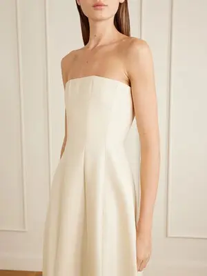 Khaite Stela Wool And Silk-blend Strapless Midi Dress