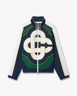 Casablanca Green & Navy Check Applique Windbreaker Jacket - Yellow