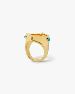 Casablanca Gold-plated Brass And Turquoise Signet Ring