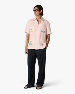 Casablanca Phantasmagoria Embroidered Short Sleeve Shirt - Pink