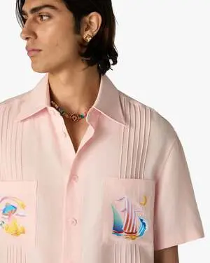 Casablanca Phantasmagoria Embroidered Short Sleeve Shirt - Pink