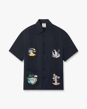 Casablanca Dark Grey Phantasmagoria Embroidered Short Sleeve Shirt - Multicolor