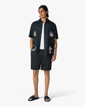 Casablanca Dark Grey Phantasmagoria Embroidered Short Sleeve Shirt - Multicolor
