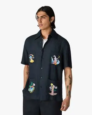 Casablanca Dark Grey Phantasmagoria Embroidered Short Sleeve Shirt - Multicolor