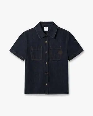 Casablanca Indigo Raw Denim Short Sleeve Shirt