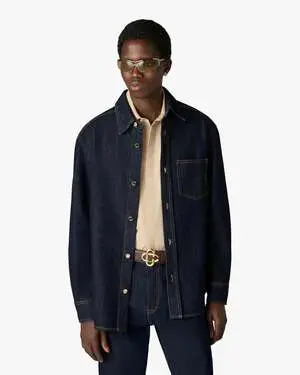 Casablanca Indigo Raw Denim Long Sleeve Shirt