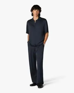 Casablanca Dark Navy Knit Collar Short Sleeve Polo Shirt