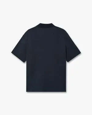 Casablanca Dark Navy Knit Collar Short Sleeve Polo Shirt