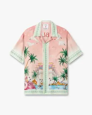 Casablanca Ethereal Short Sleeve Silk Shirt - Pink