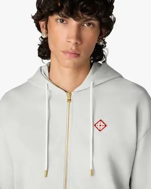 Casablanca Grey Diamond Logo Zip Hooded Sweatshirt - Multicolor