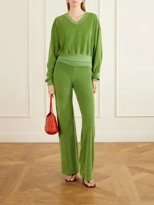 Eterne Cropped Cotton-blend Terry V-neck Sweatshirt
