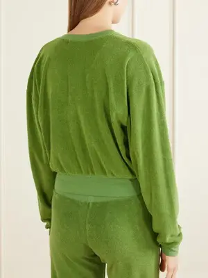 Eterne Cropped Cotton-blend Terry V-neck Sweatshirt