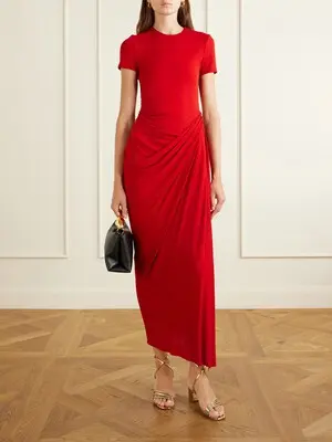 Erdem Draped Crepe Maxi Gown - Red