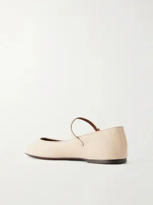 HERBERT LEVINE Textured Leather Ballet Flats With Mary Jane Strap