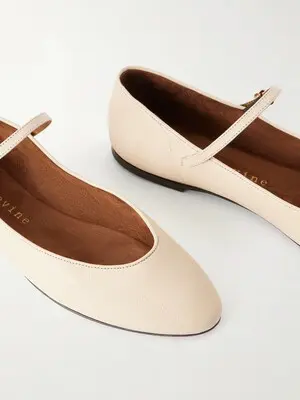 HERBERT LEVINE Textured Leather Ballet Flats With Mary Jane Strap