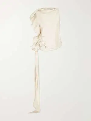 KALLMEYER Asymmetrical Ruched Woven Blouse - Ivory