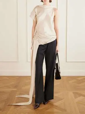 KALLMEYER Asymmetrical Ruched Woven Blouse - Ivory