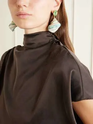 JENNIFER BEHR Wave Gold-tone Shell And Crystal Earrings