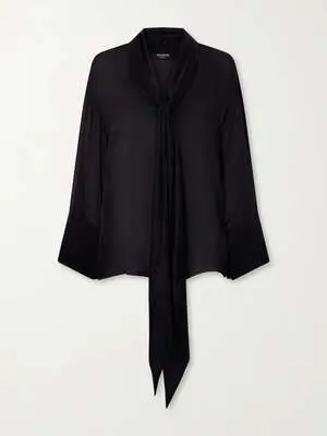 Balmain Knotted Silk Shirt - Black