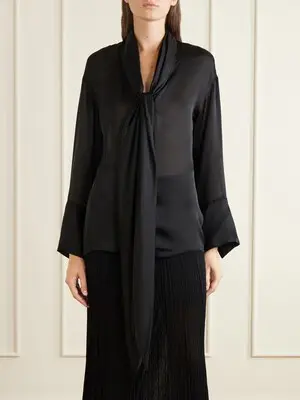 Balmain Silk Draped Knot Shirt