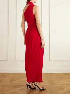 Balmain Draped Halterneck Jersey Maxi Dress