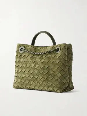 Bottega Veneta Andiamo Small Intrecciato Suede Shoulder Bag