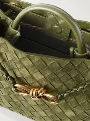 Bottega Veneta Andiamo Small Intrecciato Suede Shoulder Bag