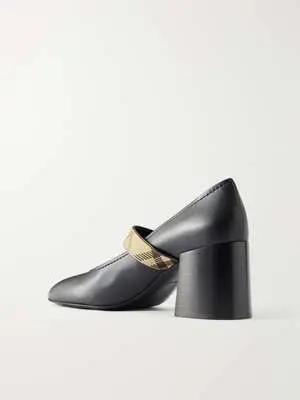 Burberry 65 Checked Leather Mary Jane Pumps